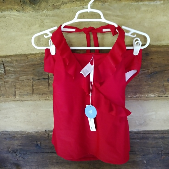 Cupshe | Swim | Nwt Cupshe Red Halter Style 2 Piece Tankini Size Medium ...
